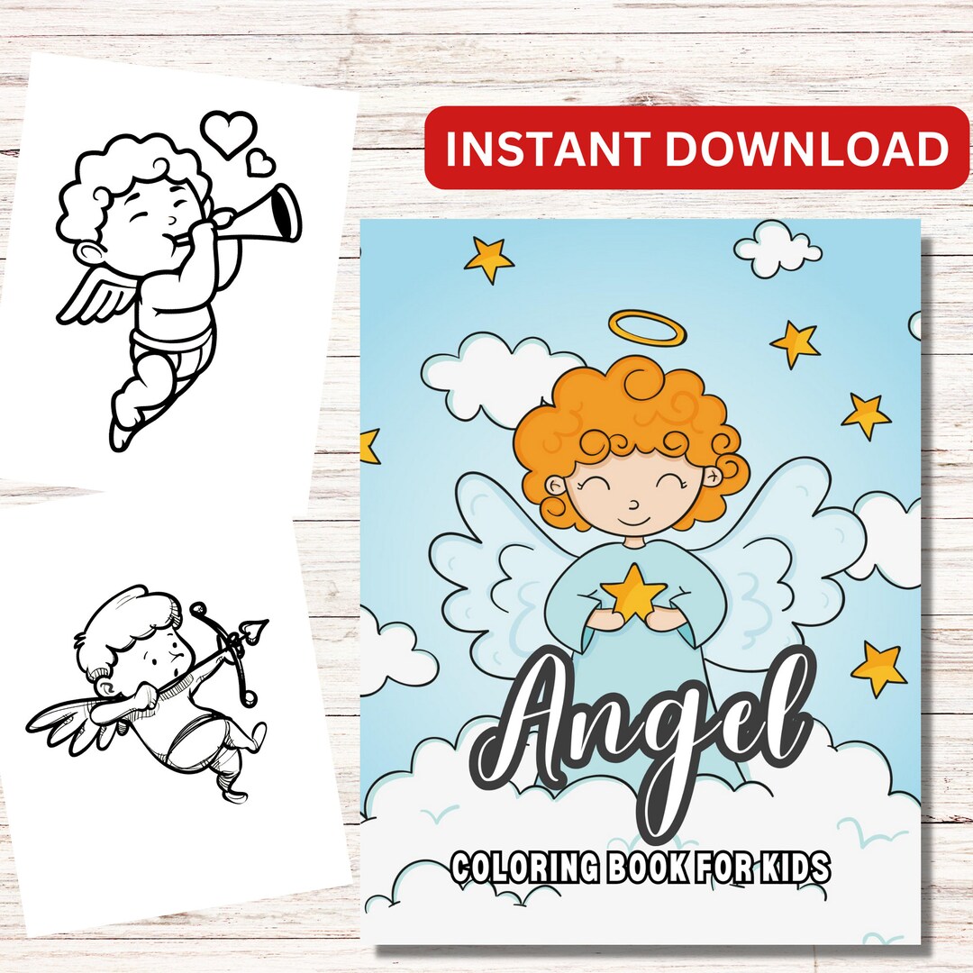 BEST VALUE Angel Coloring Book for Kids Instant Download Little Boy ...