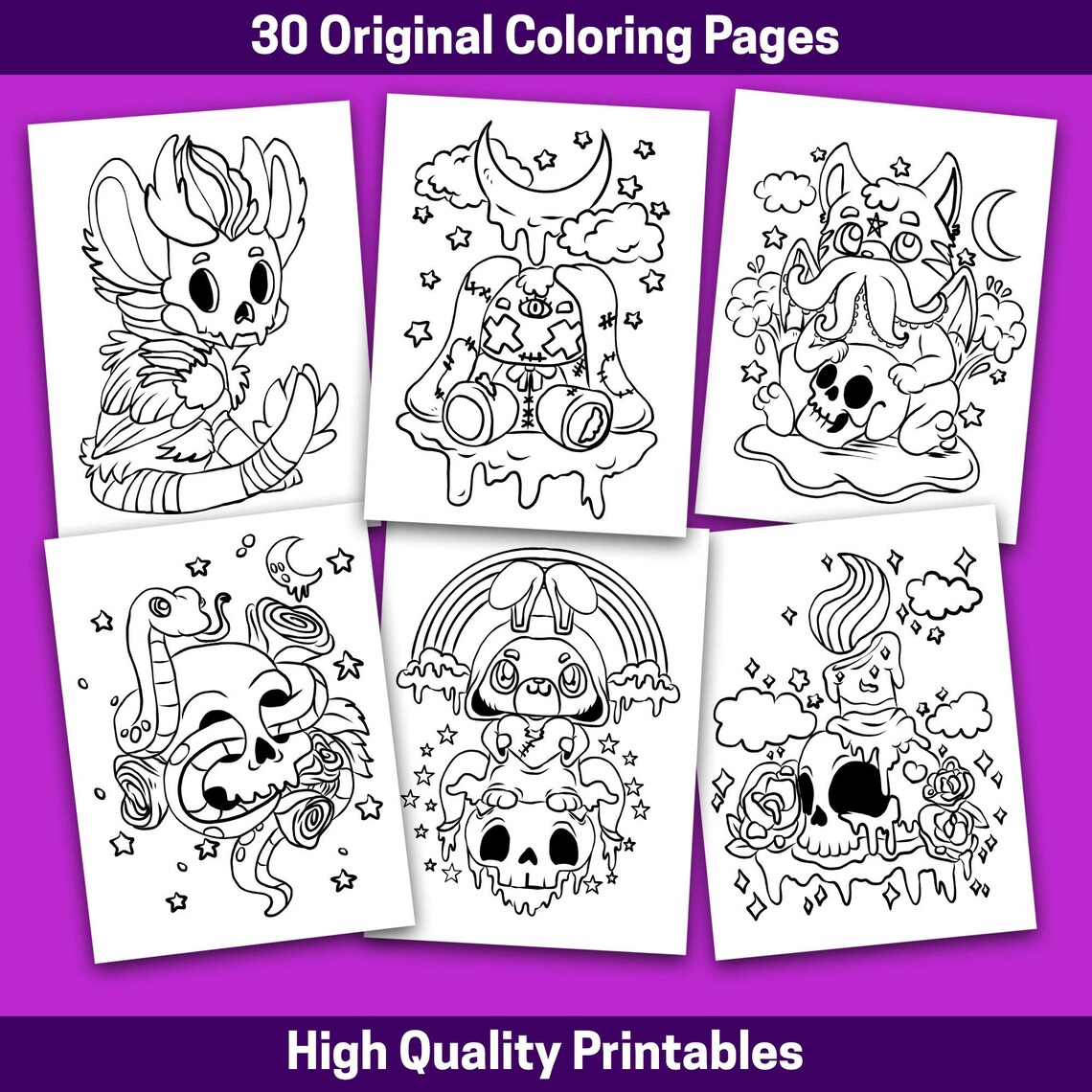 BEST VALUE Creepy Kawaii Pastel Goth Coloring Book - Instant Download ...