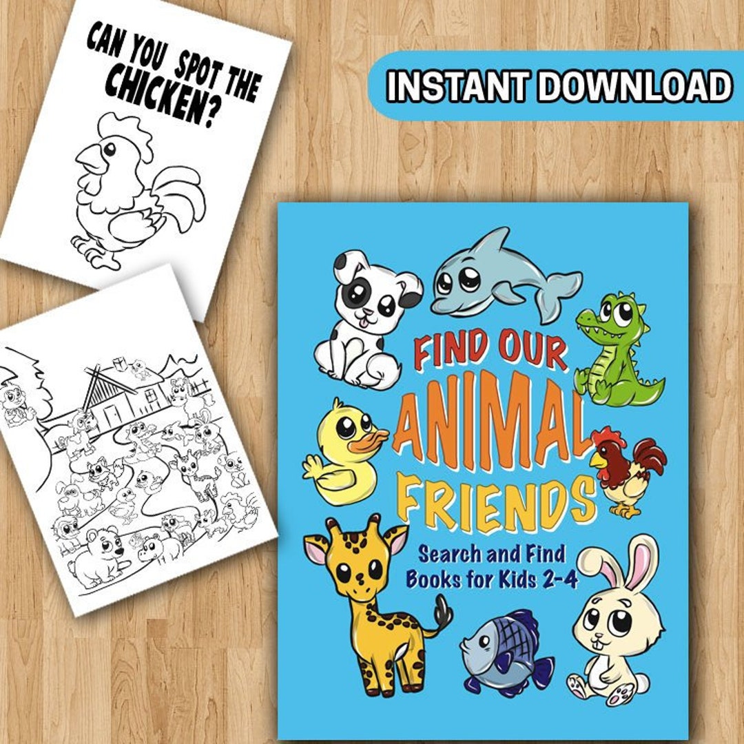 BEST VALUE 20 Animal Friends Coloring Pages: Hidden Picture Treasure ...