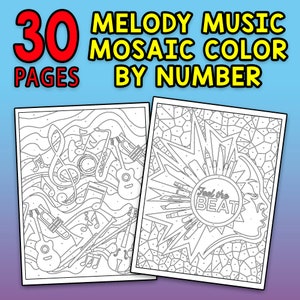 BEST VALUE 30 Melody Music Mosaic Color by Number - Instant Download ...