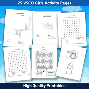 25 VSCO Girls Activity Pages Instant Download Acitivity Book for Girls ...