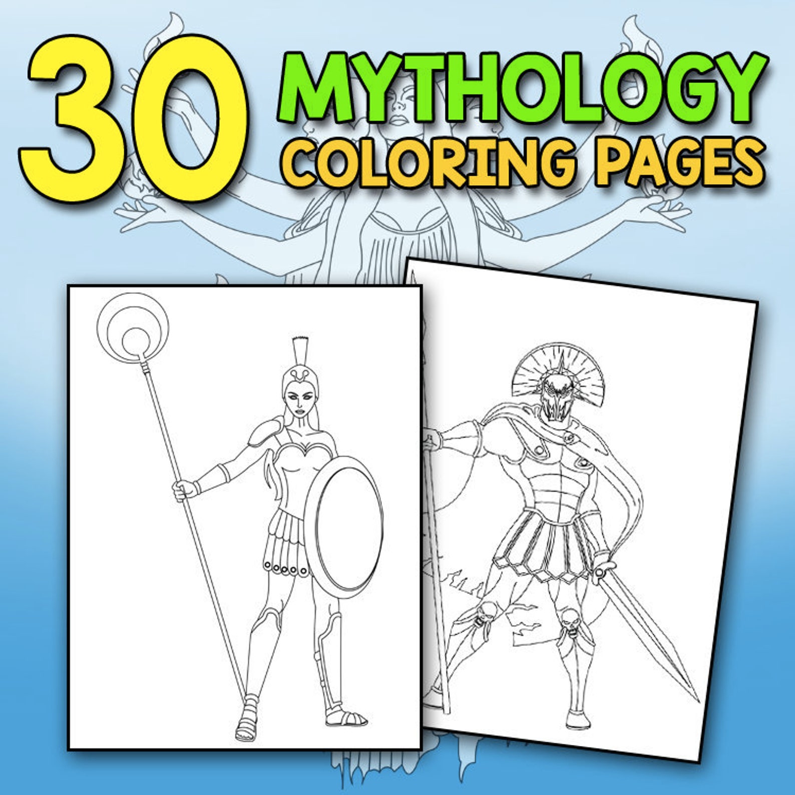 Mythology Goddesses and Gods Coloring Book for Adults: Fantasy Coloring ...