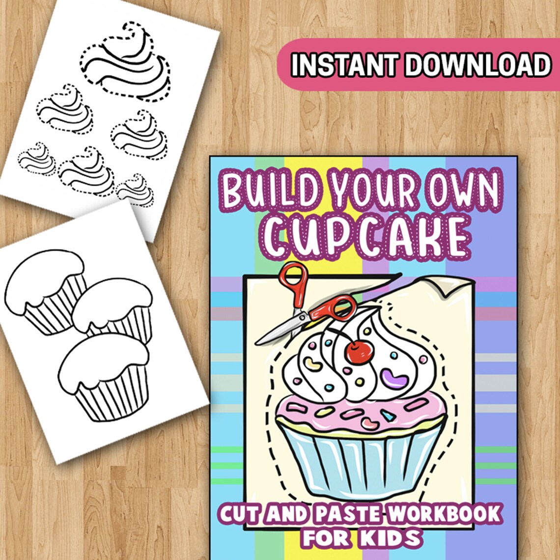 BEST VALUE Build Your Own Cupcake – 22 Printable Cut and Paste Workbook ...