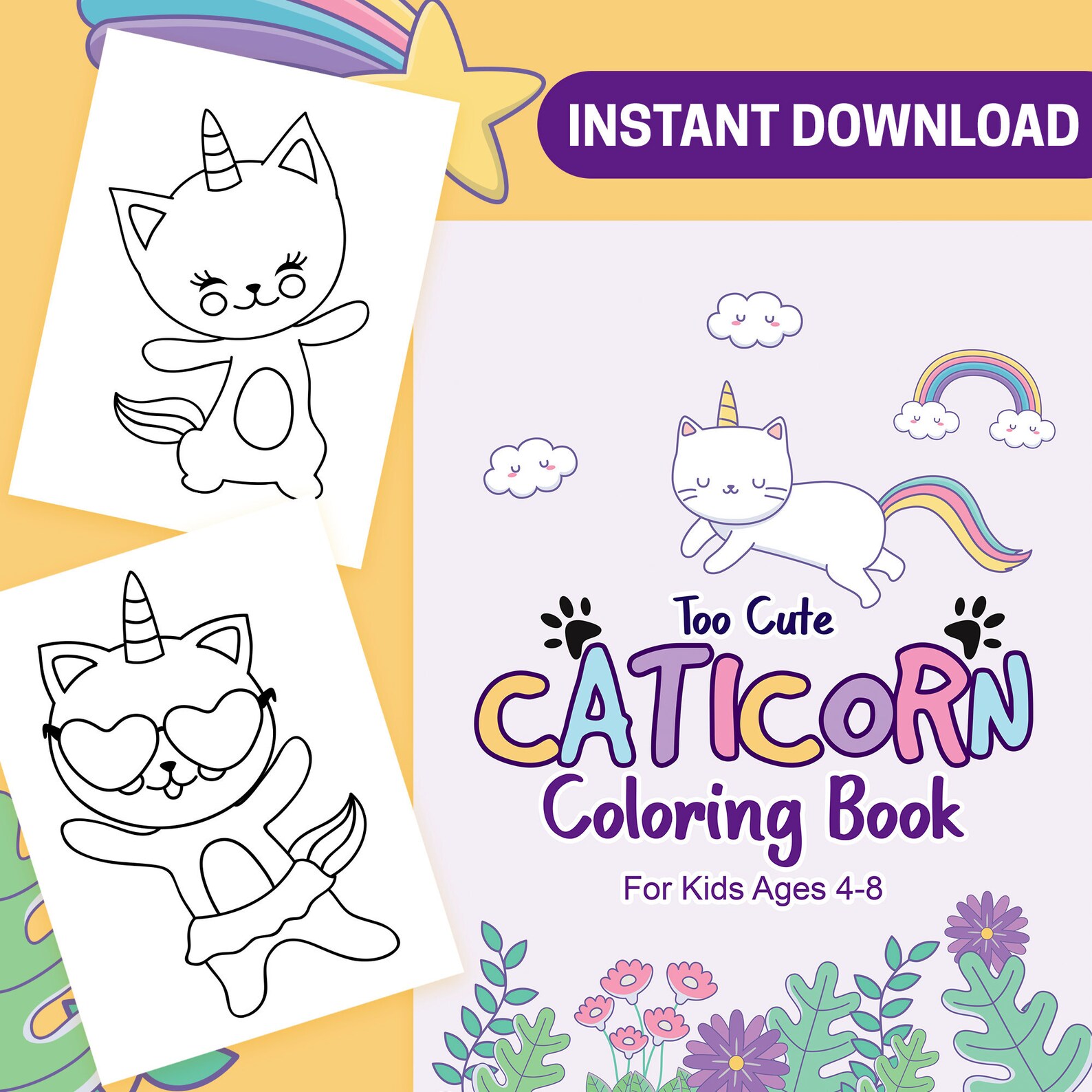 BEST VALUE 30 Too Cute Caticorn Coloring Book Instant Download Fun ...