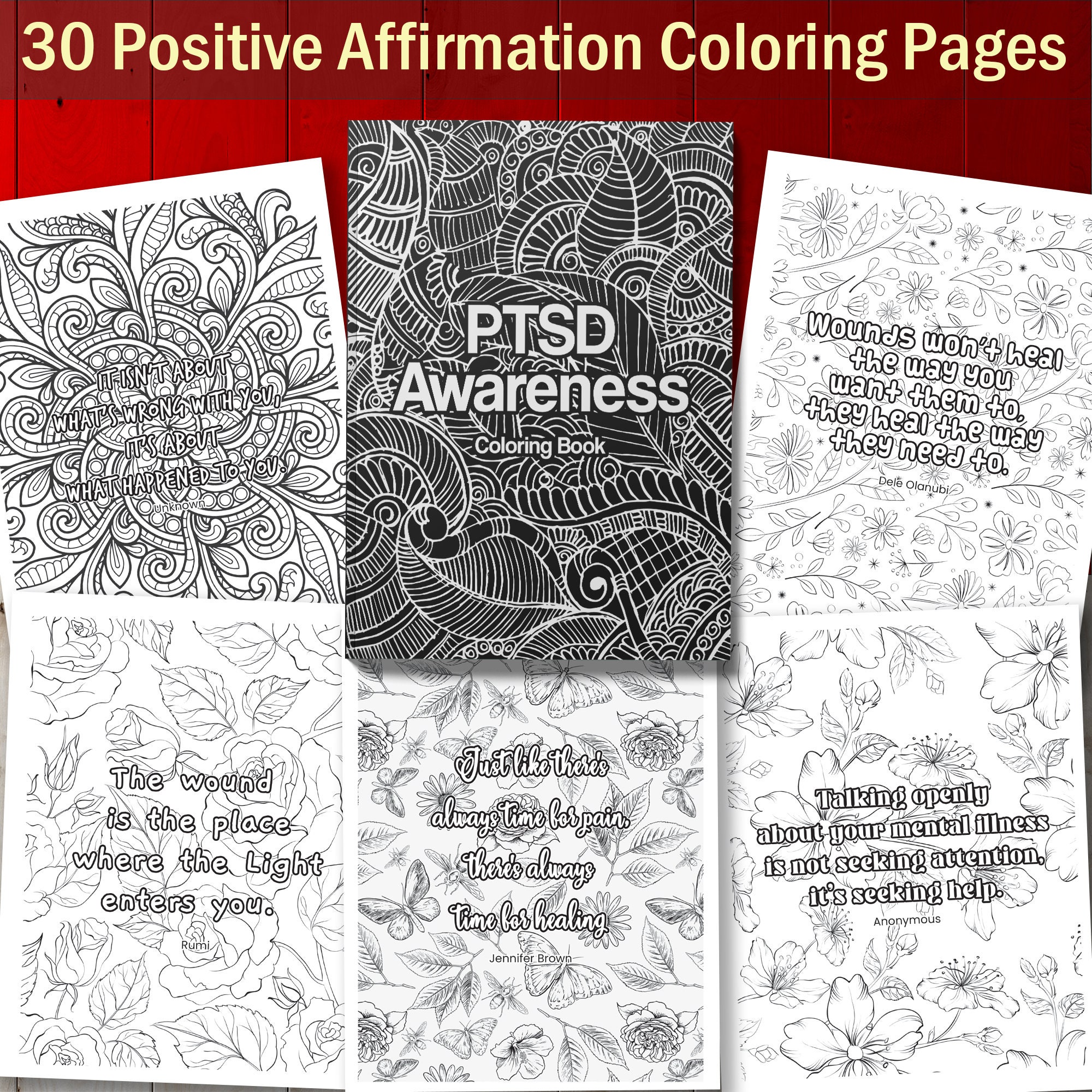 BEST VALUE! PTSD Awareness Coloring Book - Instant Download Positive ...