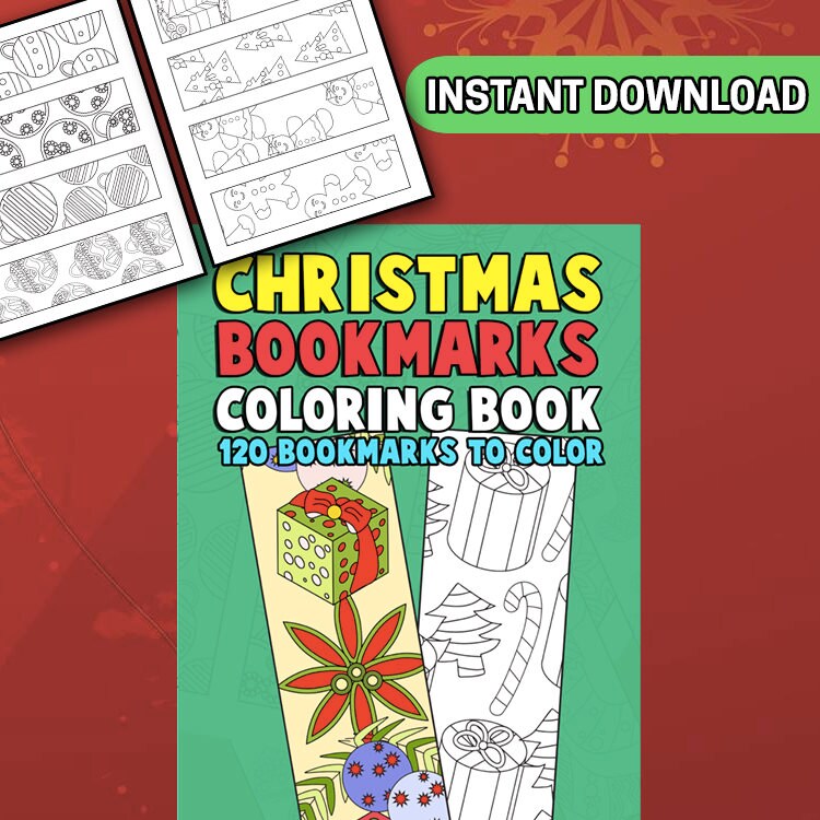 INSTANT DOWNLOAD 120 Printable Christmas Bookmarks to Color for Kids ...