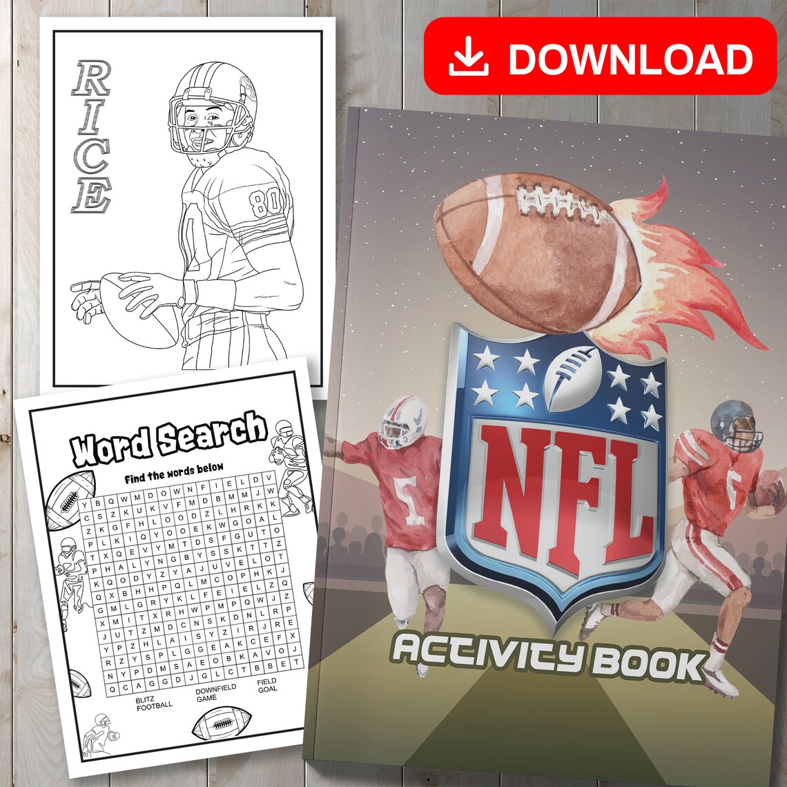 BEST VALUE NFL Activity Book Instant Download 25 Football Sports Pages ...