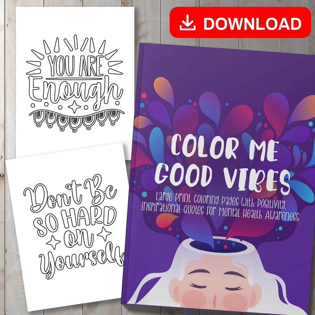 BEST VALUE Color Me Good Vibes - Instant Download Large Print Coloring ...