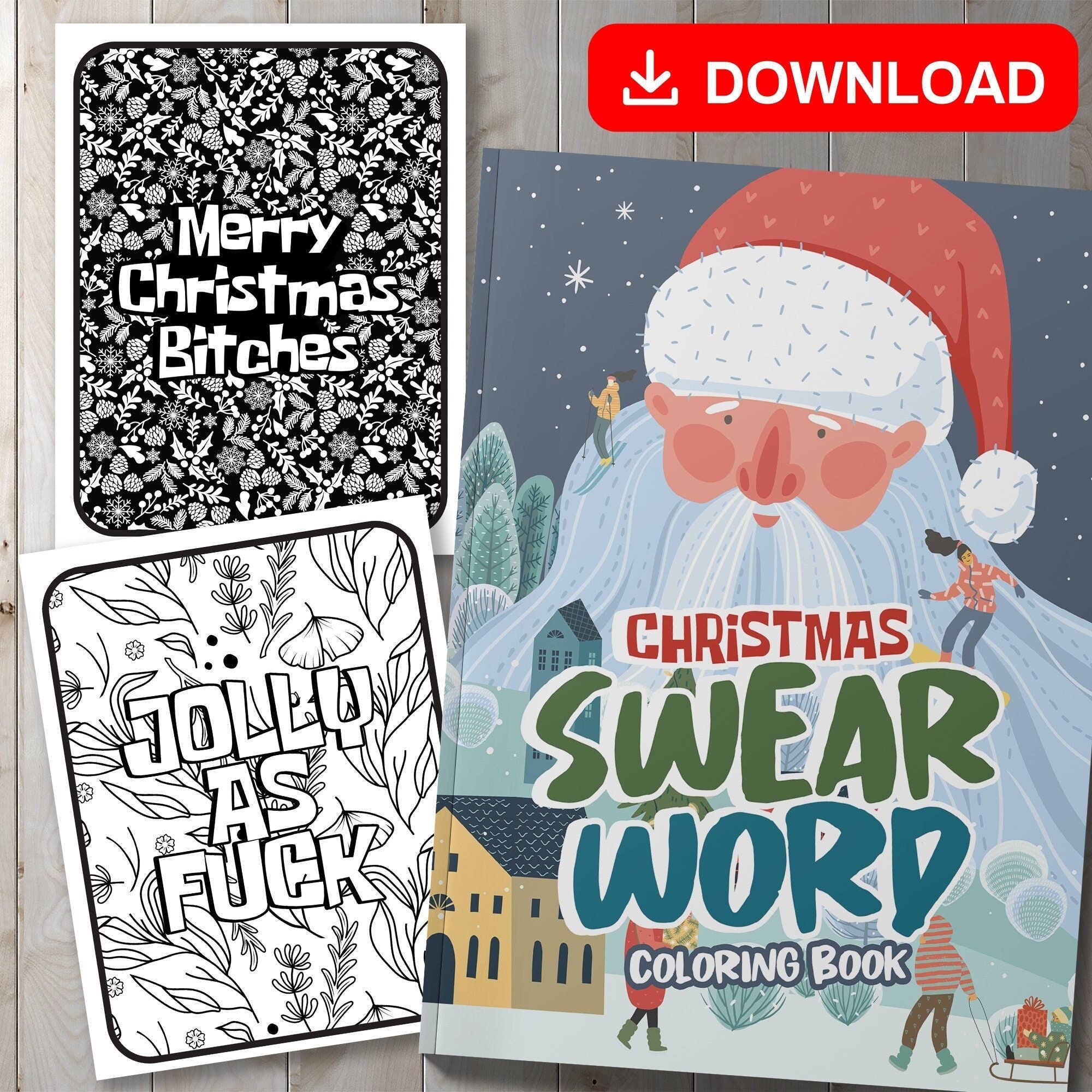 BEST VALUE Christmas Swear Word Coloring Book Instant Download A Funny ...
