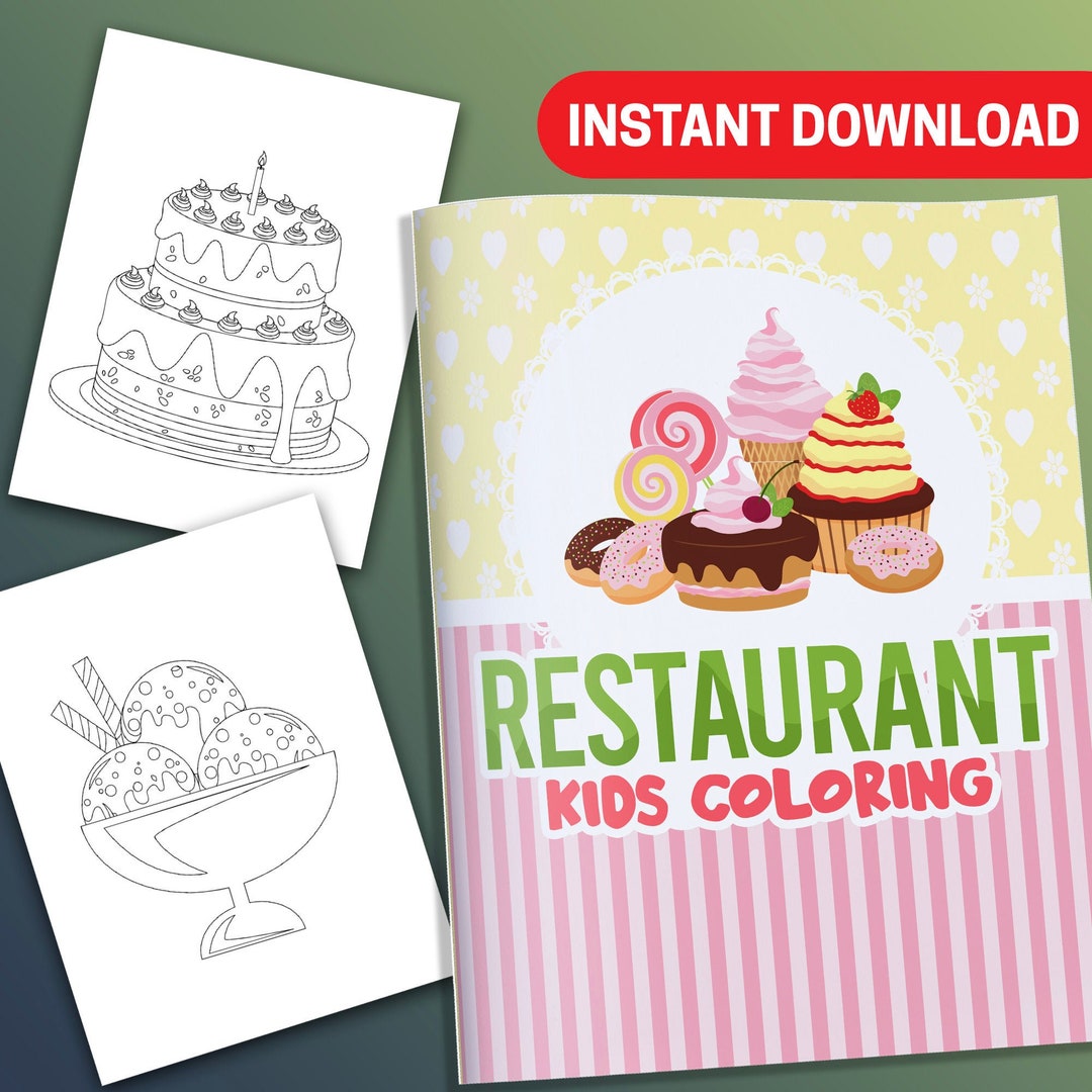 BEST VALUE 30 Restaurant Kids Coloring Book Pages - Instant Download ...