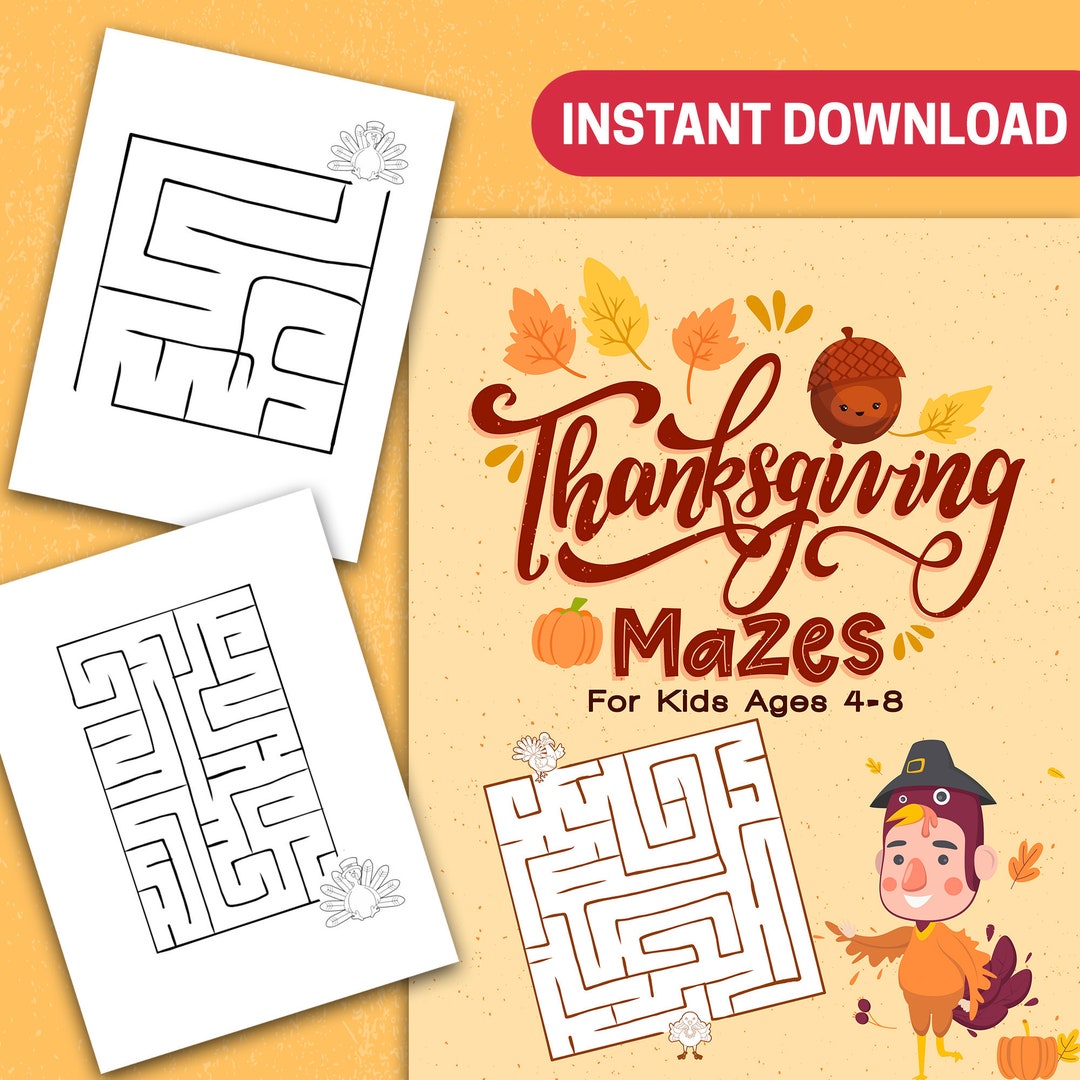 BEST VALUE - 30 Thanksgiving Mazes - Instant Download Thanksgiving ...