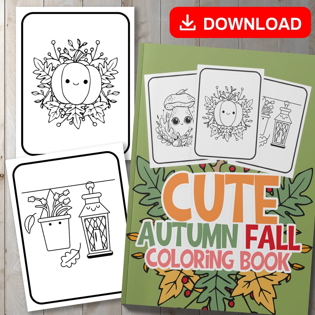 BEST VALUE Cute Autumn Fall Coloring Book - Instant Download Large ...