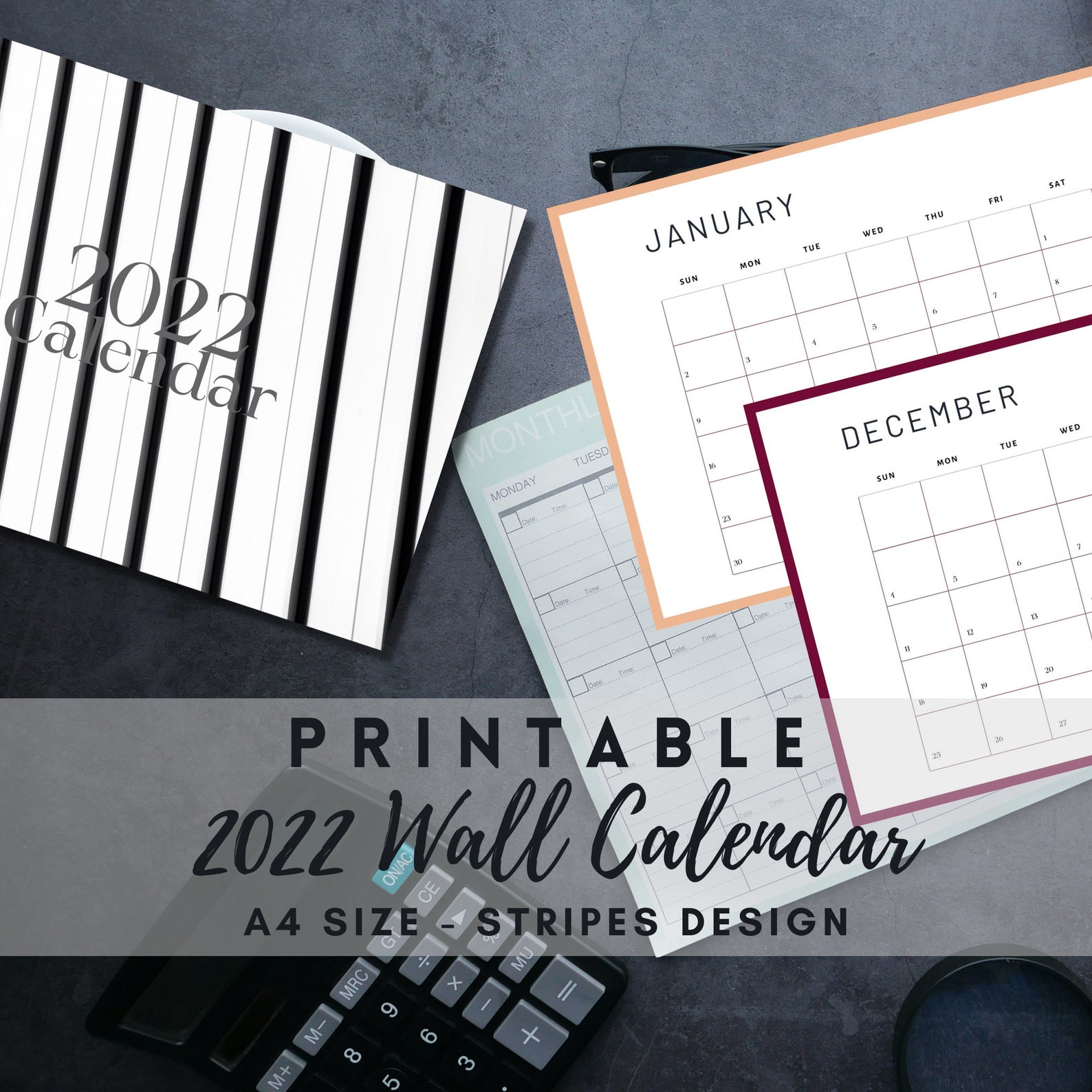 BEST VALUE Printable 2022 Wall Calendar Sheet Instant - Etsy