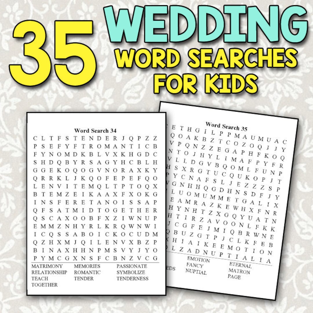 Wedding Word Search for Kids: Large Print Puzzles for Kids and Teens ...