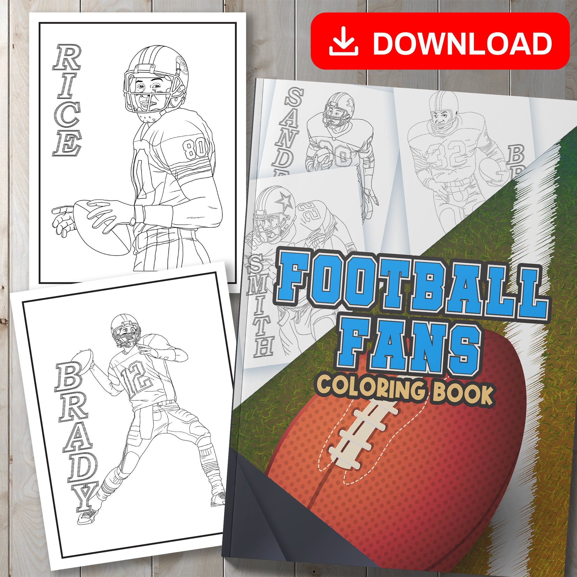 BEST VALUE! Football Fans Coloring Book - Instant Download 25 Sports ...