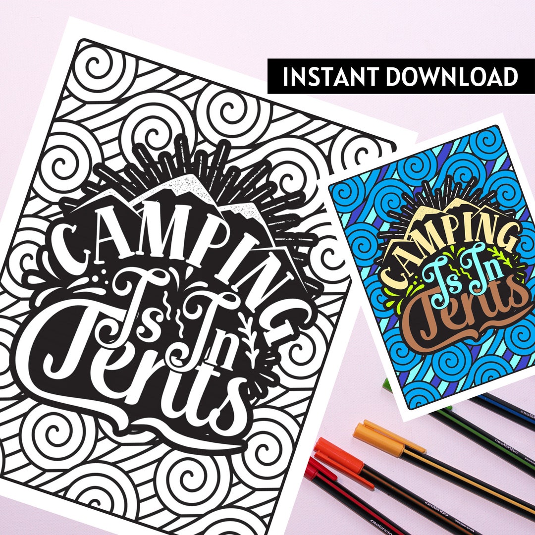 BEST VALUE! Camping Coloring Page - Instant Download Inspirational ...