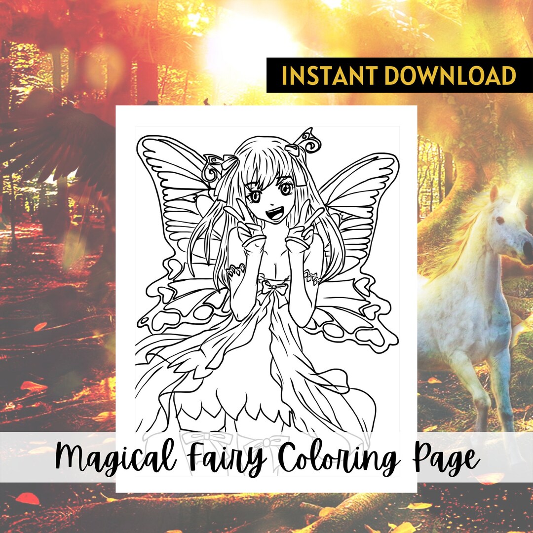 BEST VALUE! 1 Cute Kawaii Fairy Coloring Page - Instant Download Large ...