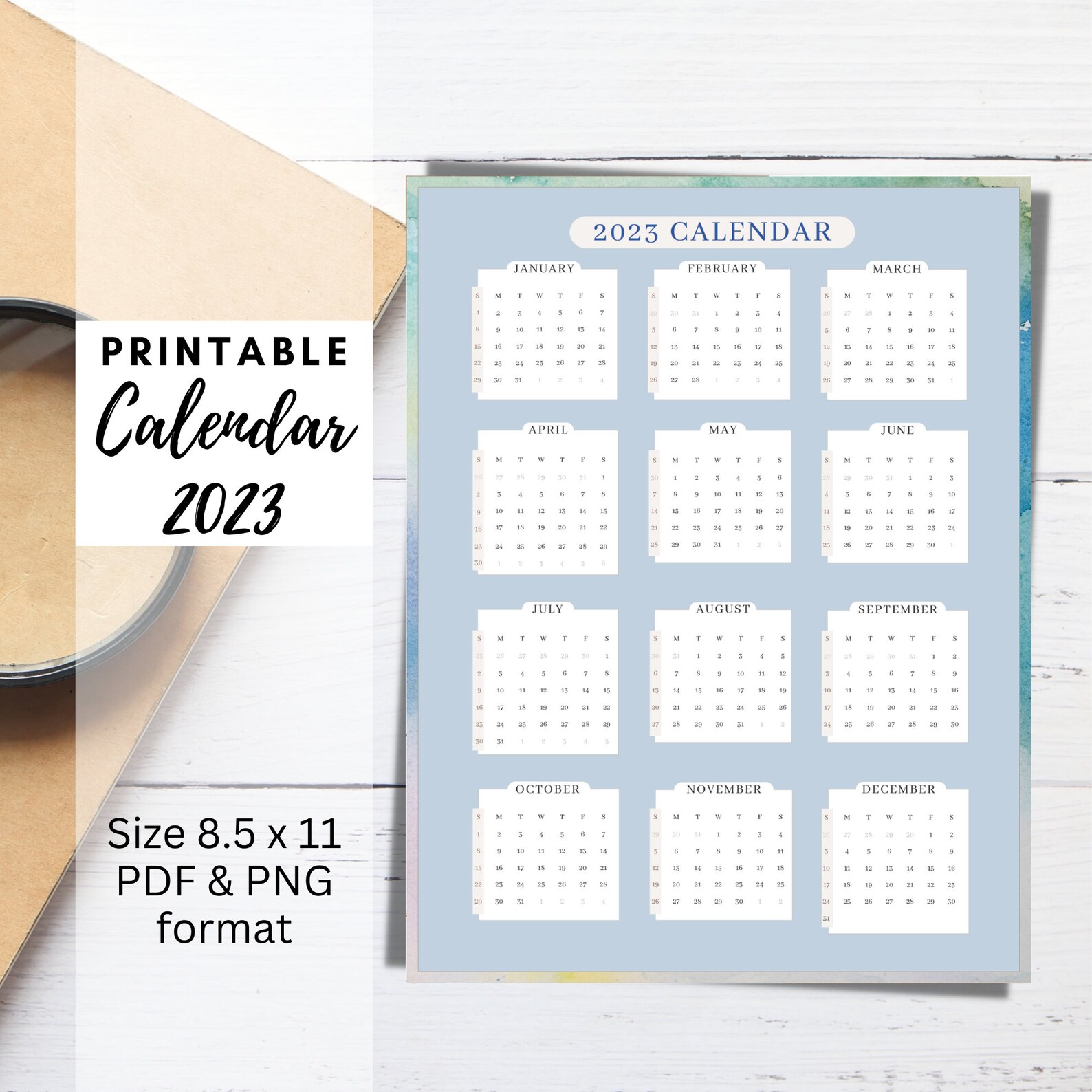 BEST VALUE Printable Calendar 2023 Instant Download Desk Calendar, Wall ...