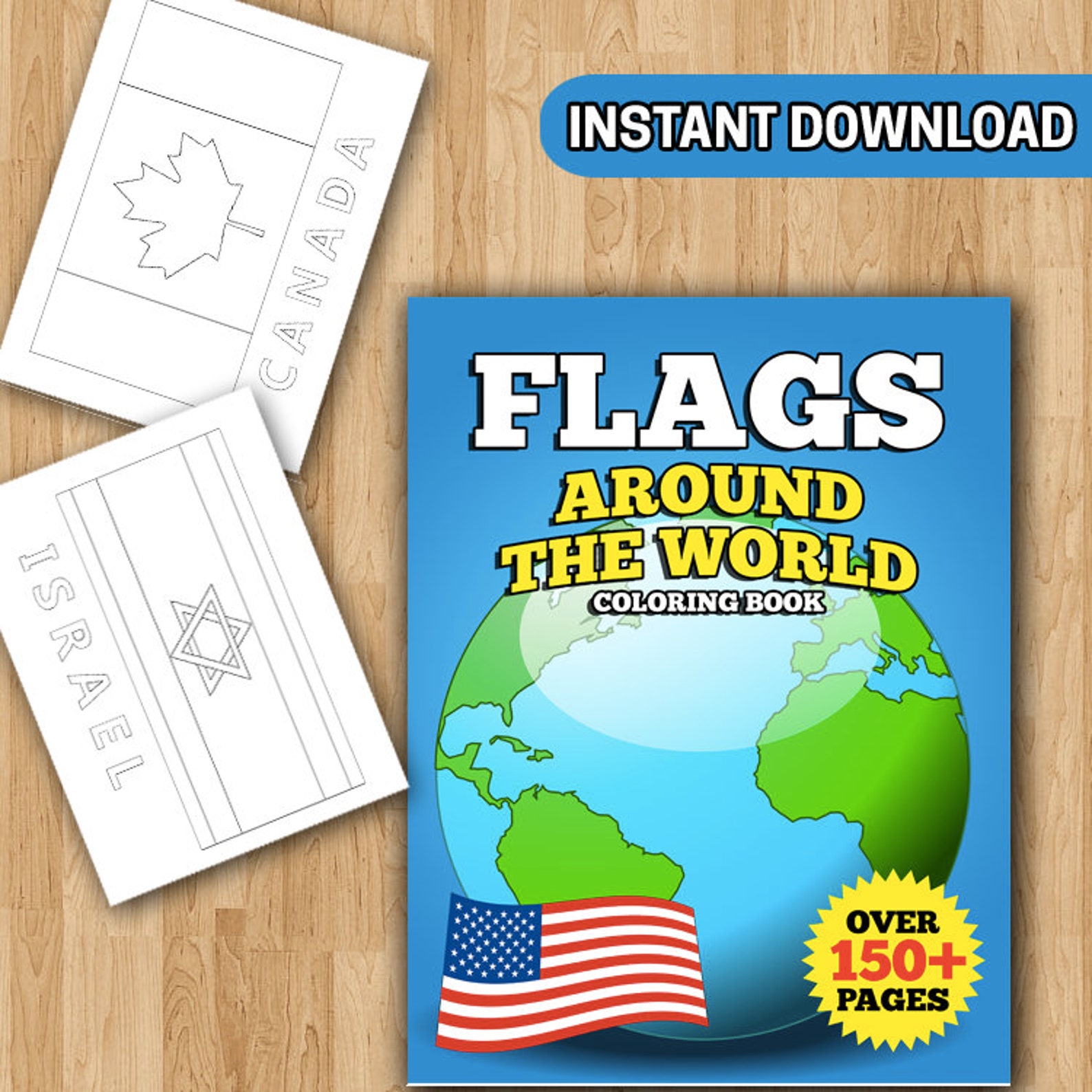 Flags Around the World Coloring Book Educational Geography Coloring ...