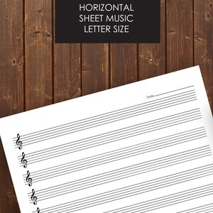Horizontal Music Staff Bar Charts Printable PDF, Manuscript Paper ...