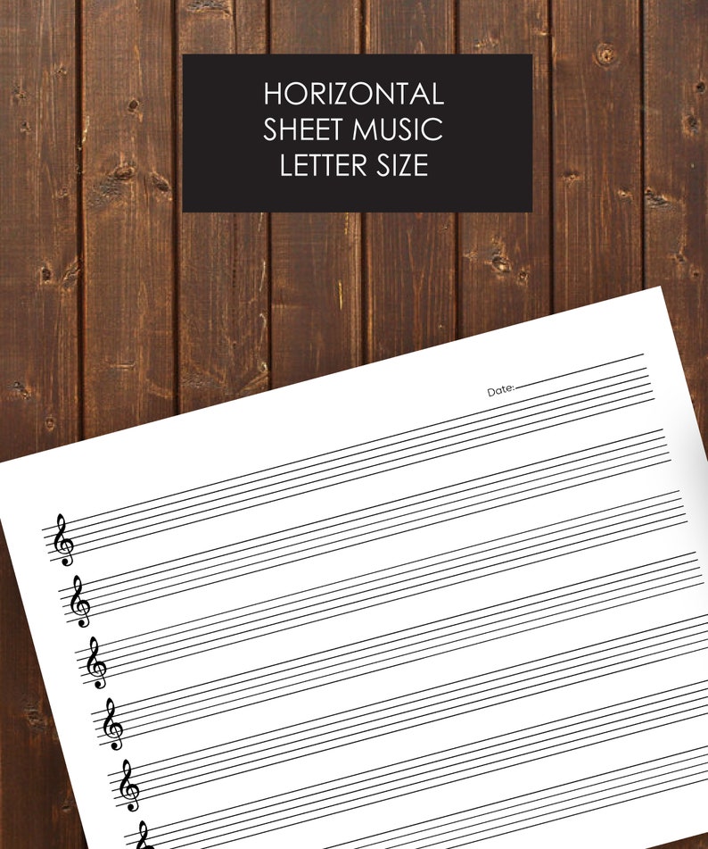 Horizontal Music Staff Bar Charts Printable PDF, Manuscript Paper ...