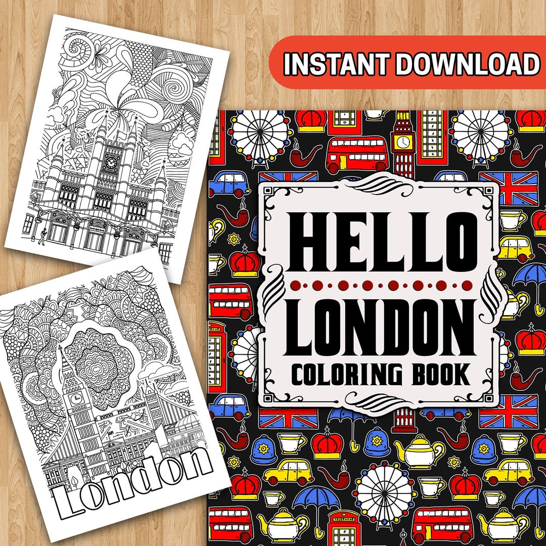 BEST VALUE! Hello London Coloring Book - Instant Download Relaxing ...