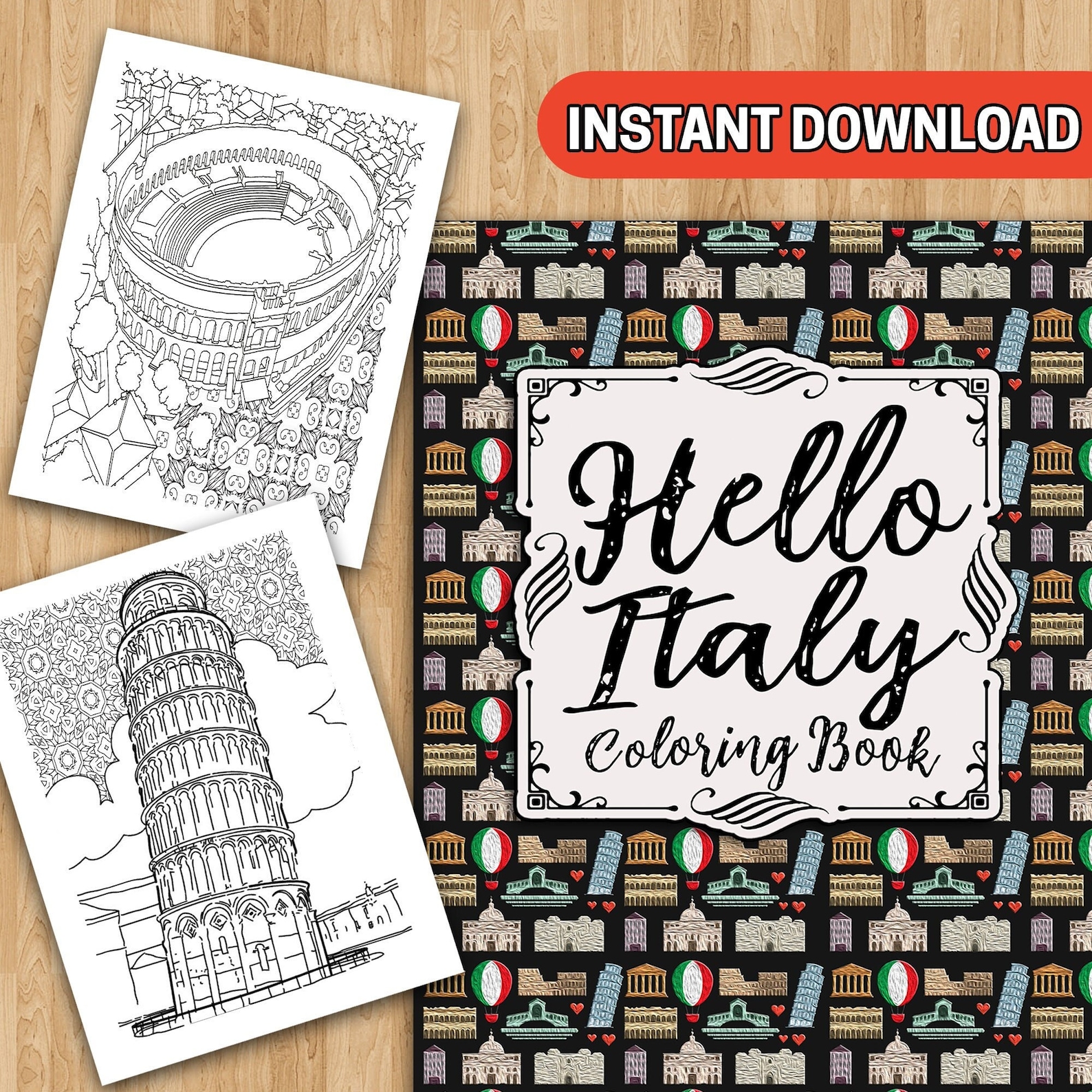 BEST VALUE Hello Italy Coloring Book - Instant Download Stress ...