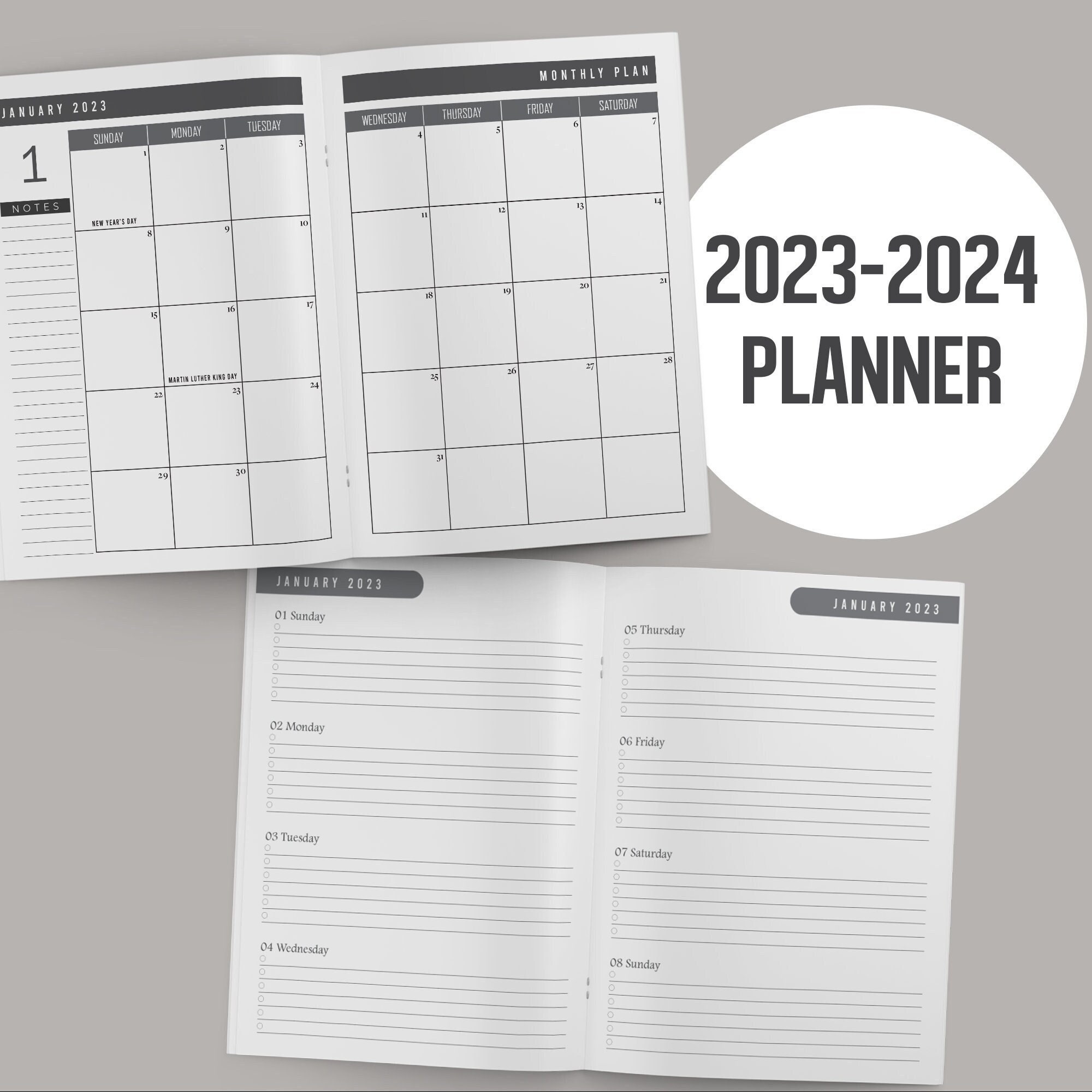 BEST VALUE 2023-2024 Planner Weekly and Monthly Instant Download Jan ...