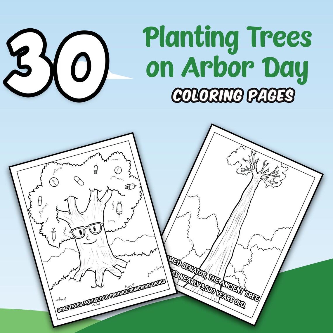 BEST VALUE 30 Planting Trees on Arbor Day - Instant Download Coloring ...