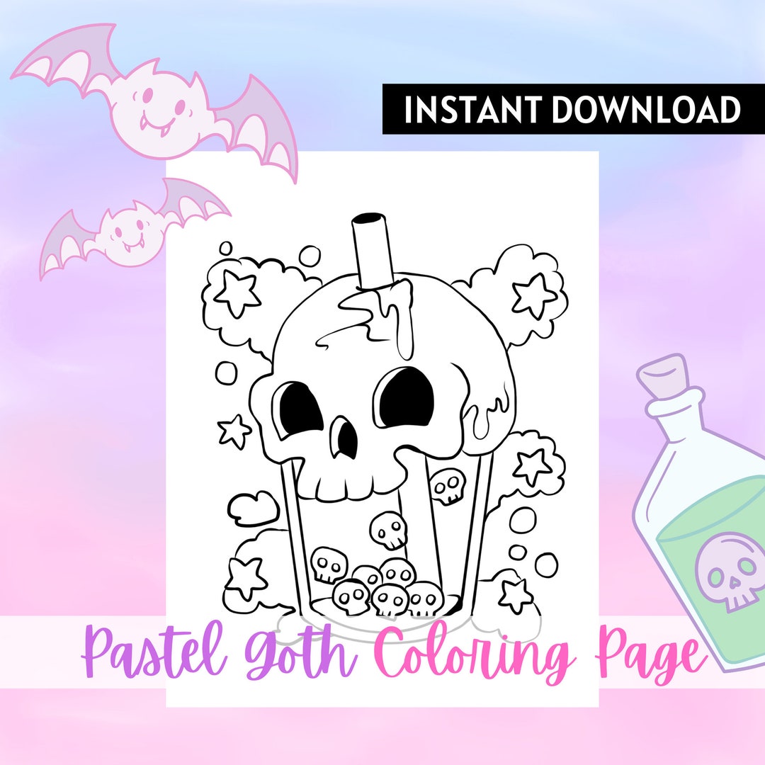 BEST VALUE Pastel Goth Creepy Kawaii Coloring Page - Instant Download ...