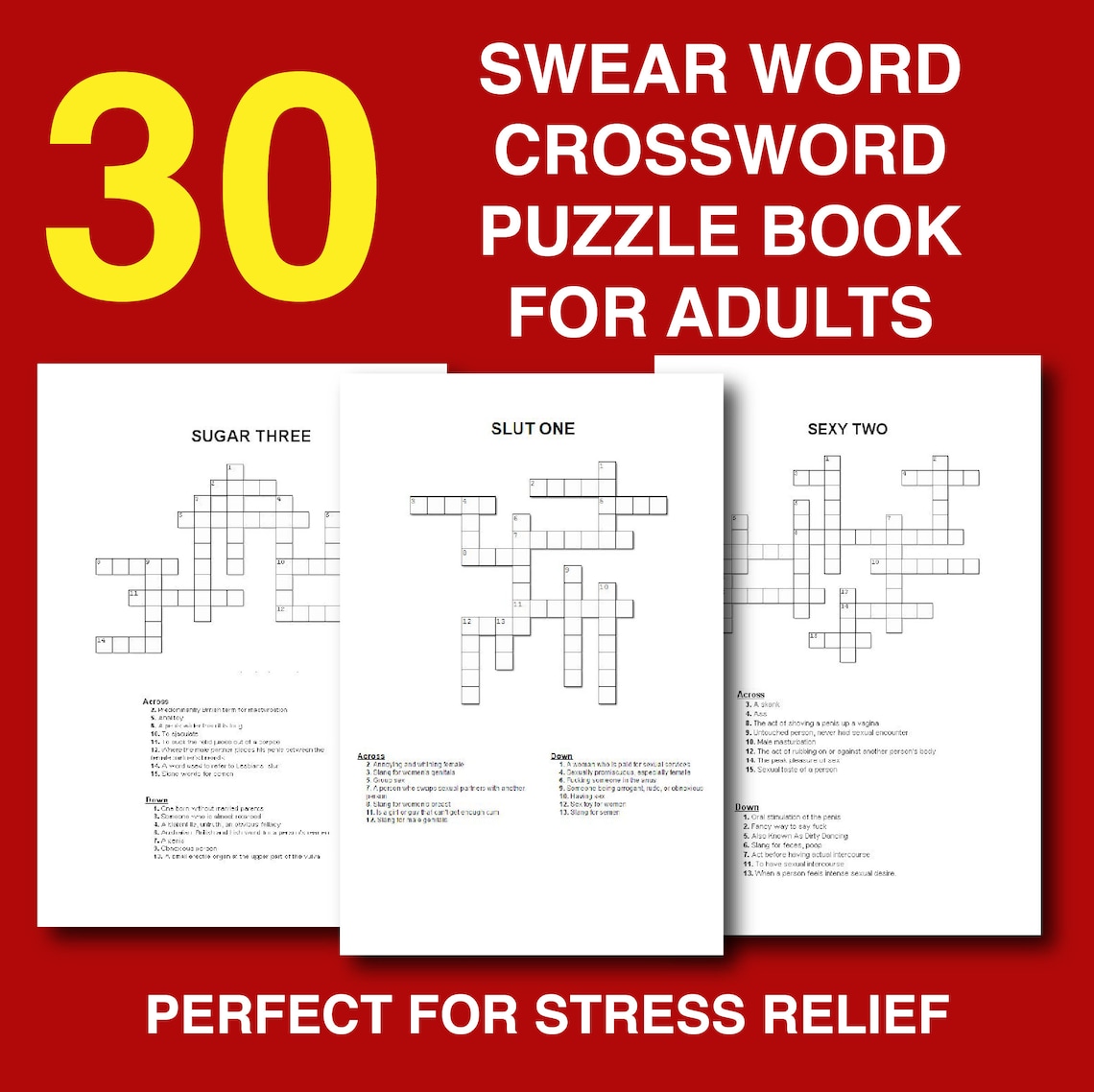 30 Swear Word Crossword Puzzles for Adults Instant Download Printable ...