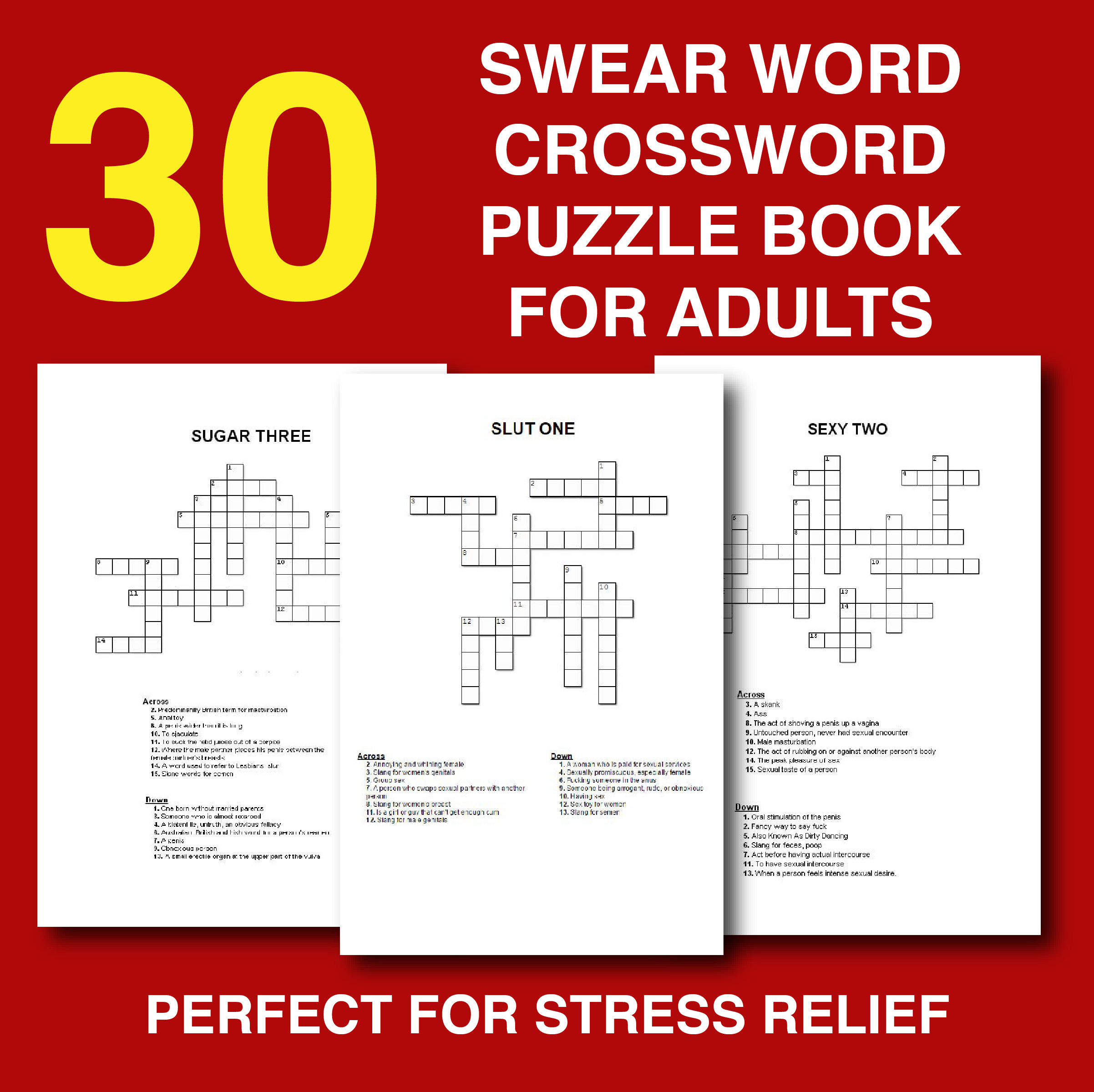 30 Swear Word Crossword Puzzles For Adults Instant Download Printable