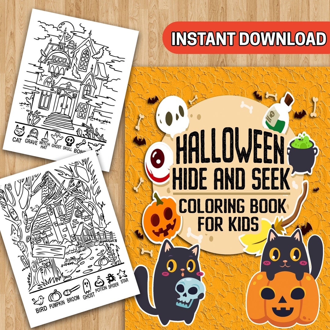 BEST VALUE Halloween Hide and Seek Coloring Book for Kids - Instant ...