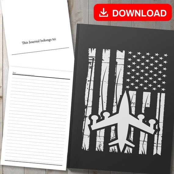 BEST VALUE Pilot Airplane American Flag Journal instant - Etsy