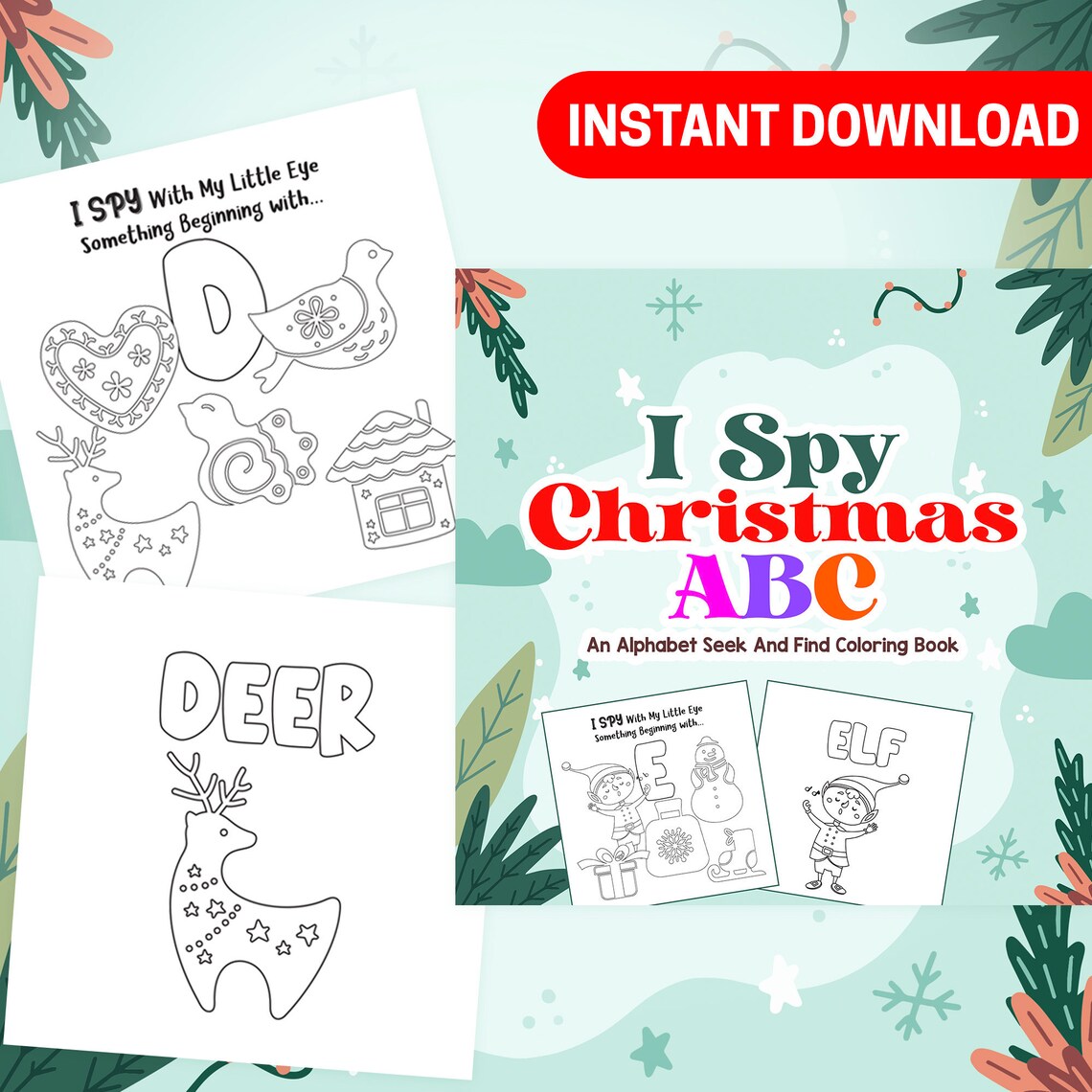 BEST VALUE 52 I Spy ABC Christmas Coloring Book Instant Download ...