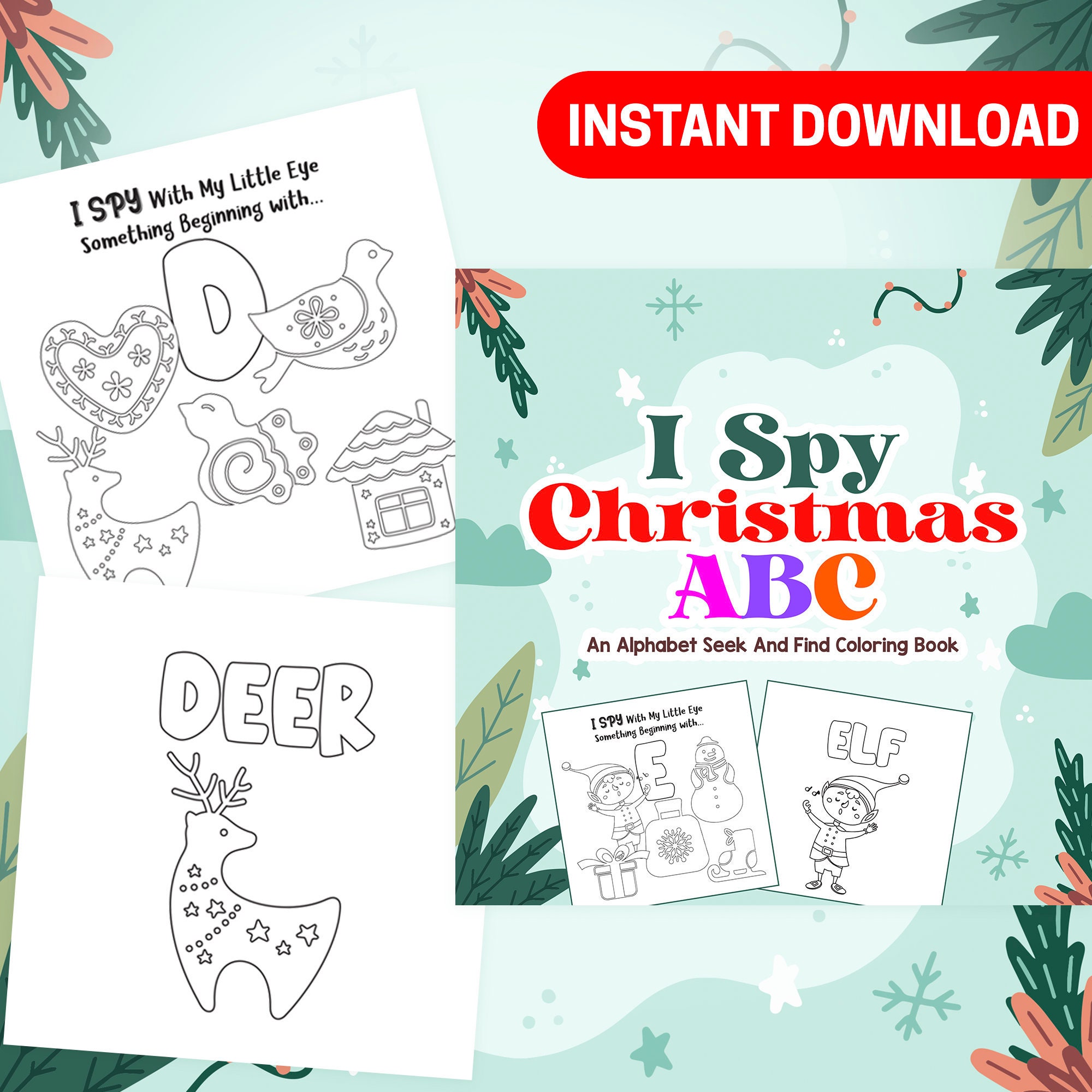 BEST VALUE 52 I Spy ABC Christmas Coloring Book Instant Download ...