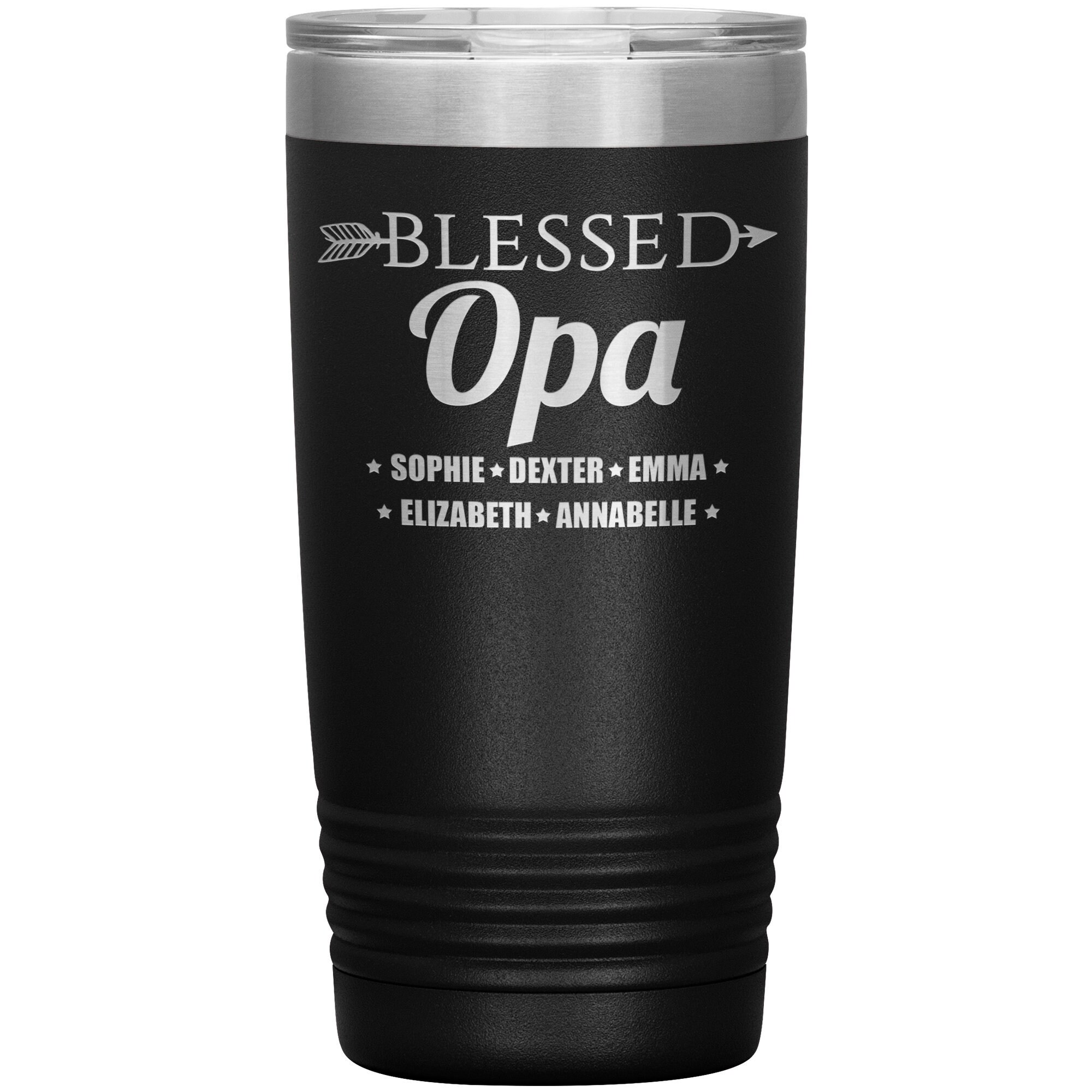 Personalized Blessed Opa Tumbler With Grandkids' Names - Personalized ...