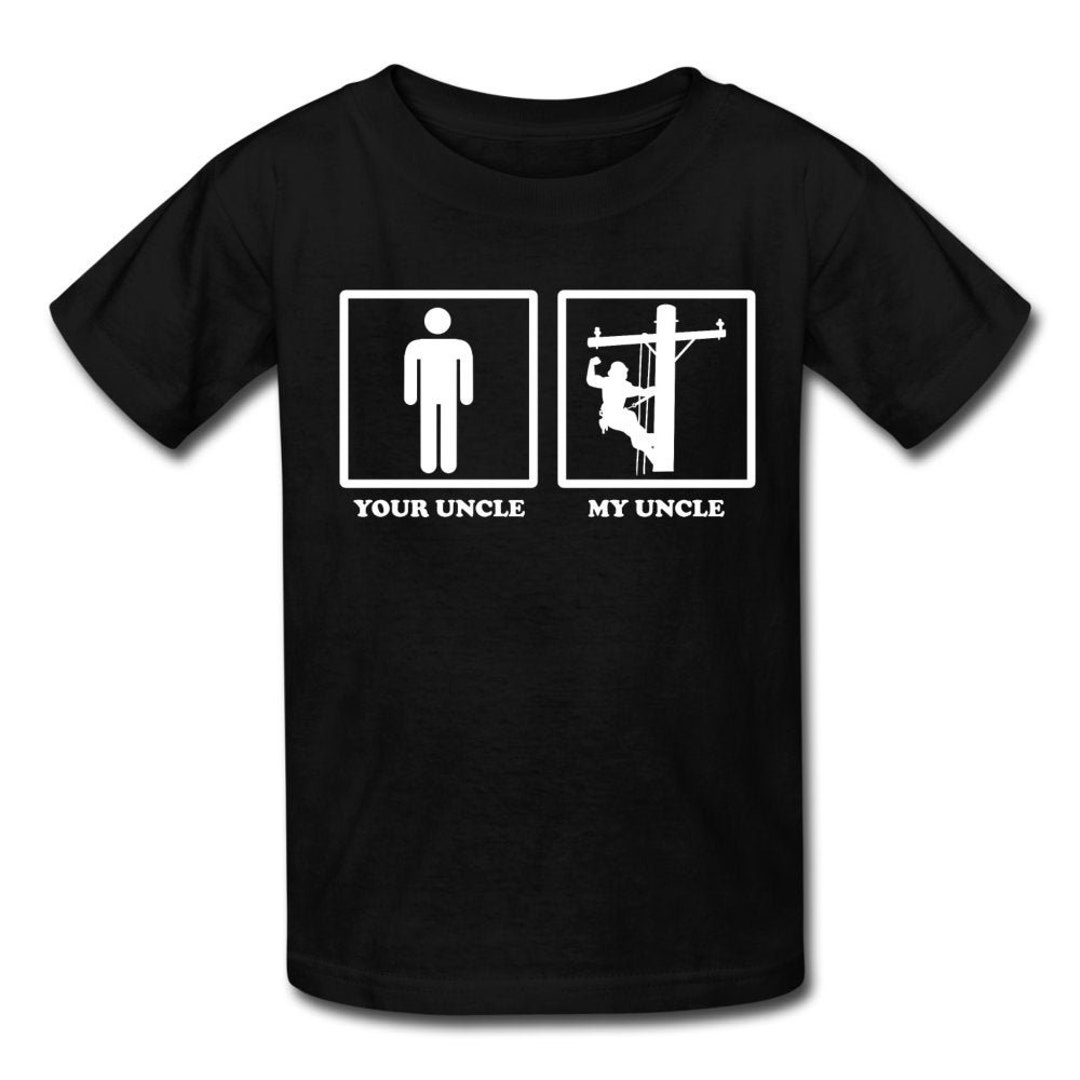 Lineman Uncle Kid's T-shirt - Your Uncle My Uncle Lineman Shirt for ...
