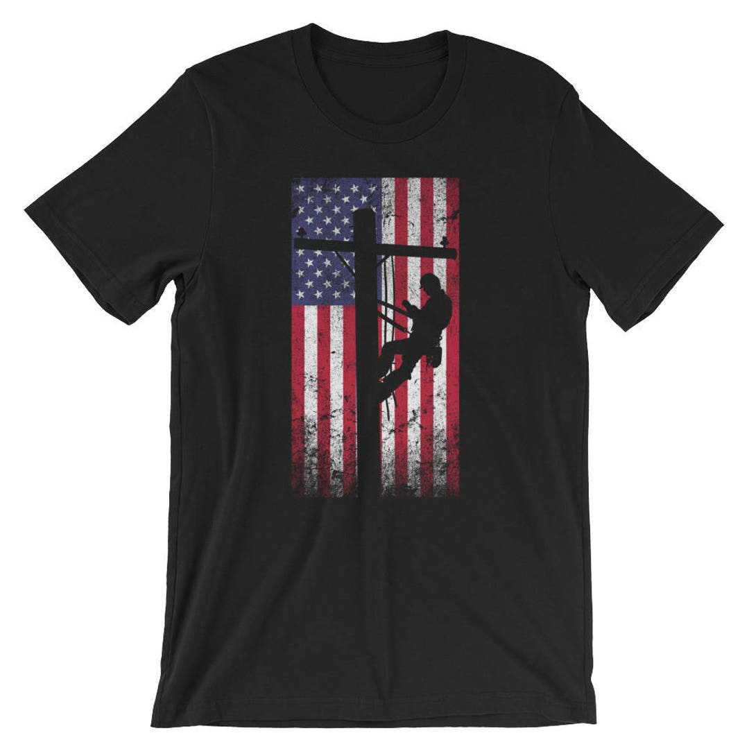 Lineman Gift - Flag Lineman Shirt - Lineman T-shirt - Gift for Lineman ...