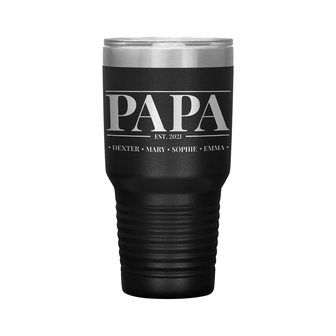 Personalized Papa Mug With Kids' Names- Papa Est Tumbler Cup - Custom ...