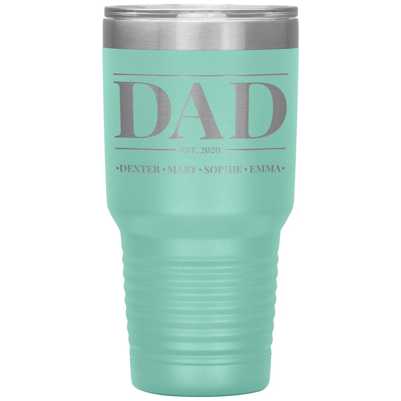 Personalized Dad Mug With Kids' Names- Dad Est Tumbler Cup - Custom ...