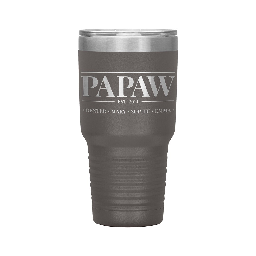 Personalized Papaw Mug With Kids' Names- Papaw Est Tumbler Cup - Custom ...