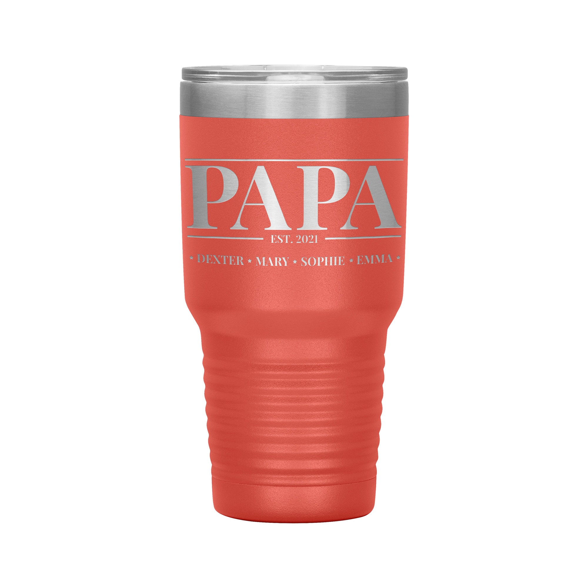 Personalized Papa Mug With Kids' Names- Papa Est Tumbler Cup - Custom ...