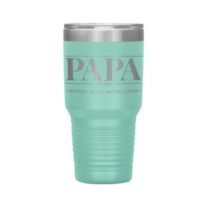 Personalized Papa Mug With Kids' Names- Papa Est Tumbler Cup - Custom ...