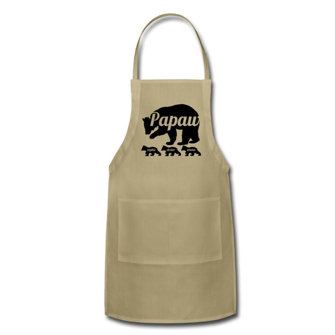 Personalized Papaw Bear Apron With Grandkids's Names - Papaw Apron ...