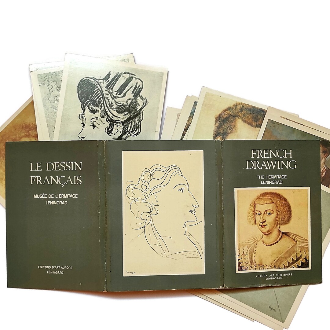 French Drawing the Hermitage 16 Cards Set Printed in the USSR Aurora ...