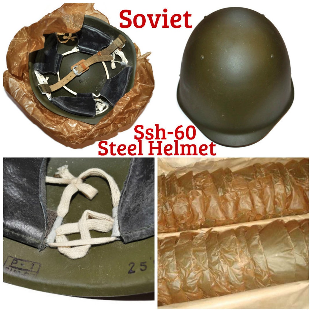 USSR Russian Soldier Steel Helmet Ssh-60 Green Kaska Shlem - Etsy
