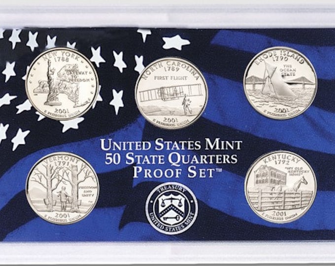 2001 S 50 State Quarters Proof Set New York North Carolina Rhode Island ...