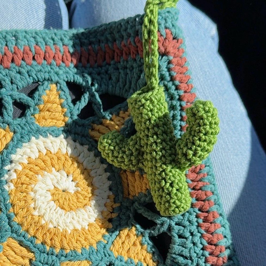 Crochet Cactus Bag Charm & Lip Balm Holder - Etsy
