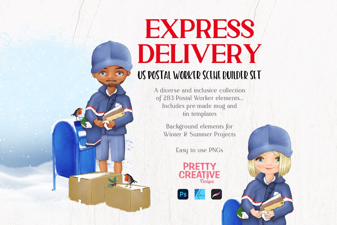 Express Delivery Clipart US Postal Worker Postman Postwoman PNG ...
